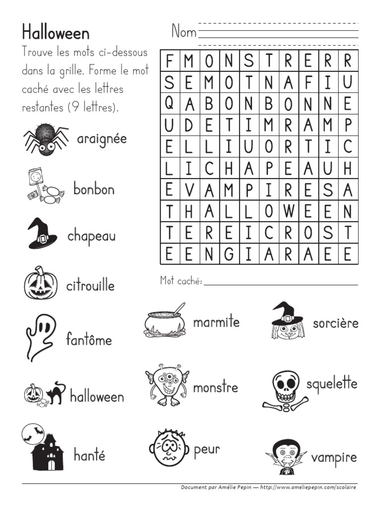 Mots cachés Halloween à imprimer | PDF