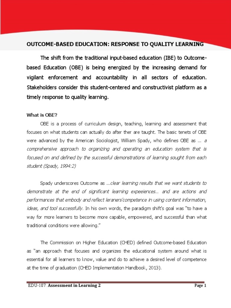 Outcome-Based Education: Response To Quality Learning: What Is OBE ...
