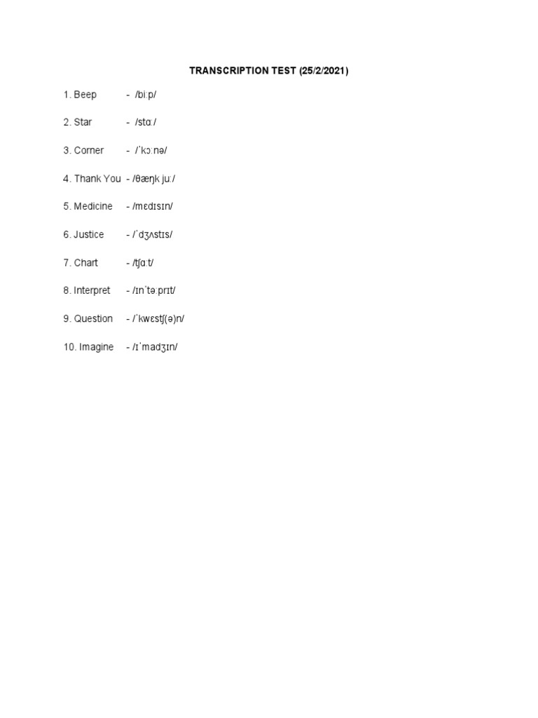 Transcription Test | PDF