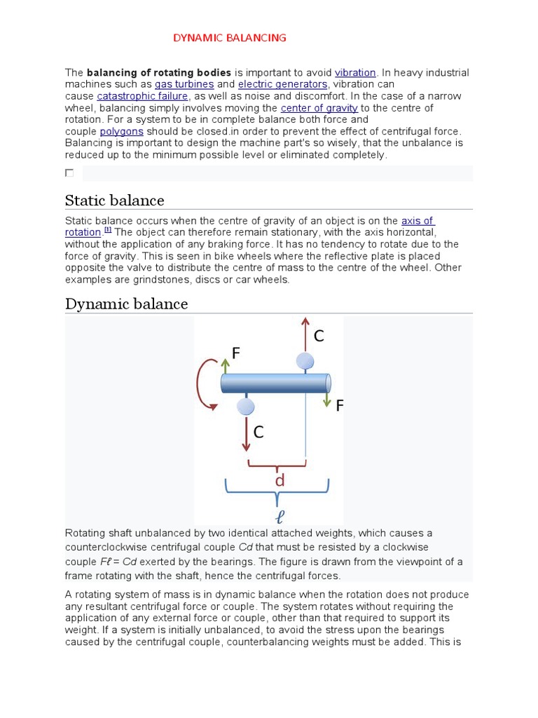 Dynamic Balancing | PDF | Rotation | Rotation Around A Fixed Axis