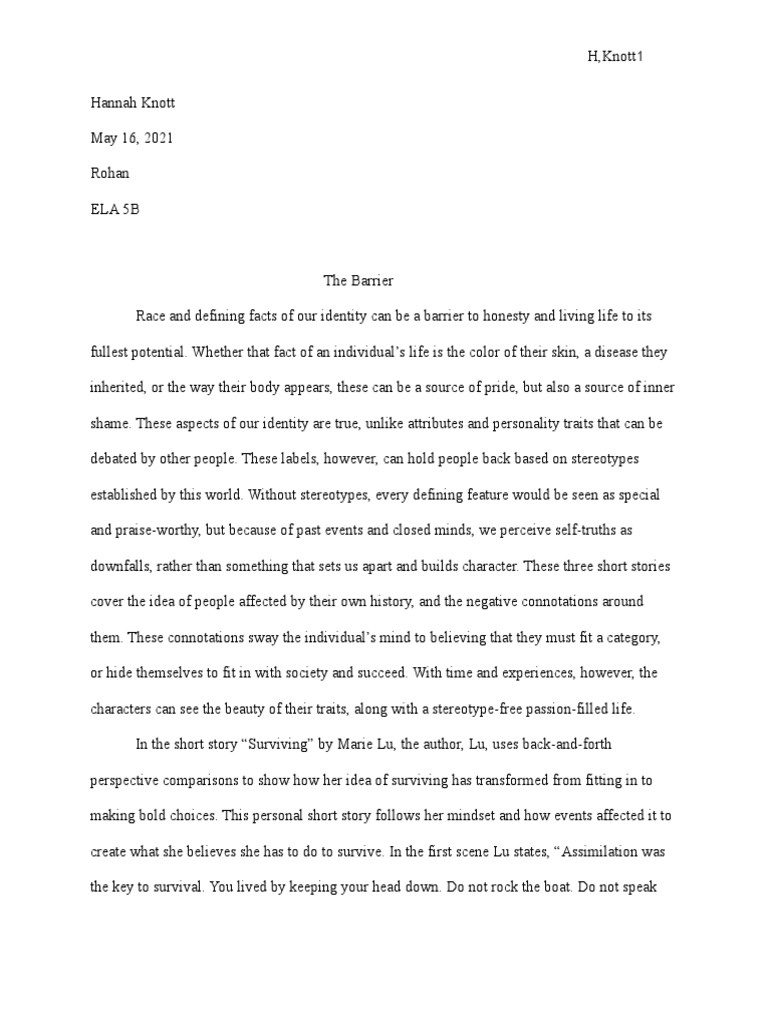 Final Essay-Short Story Identity | PDF | Identity (Social Science ...