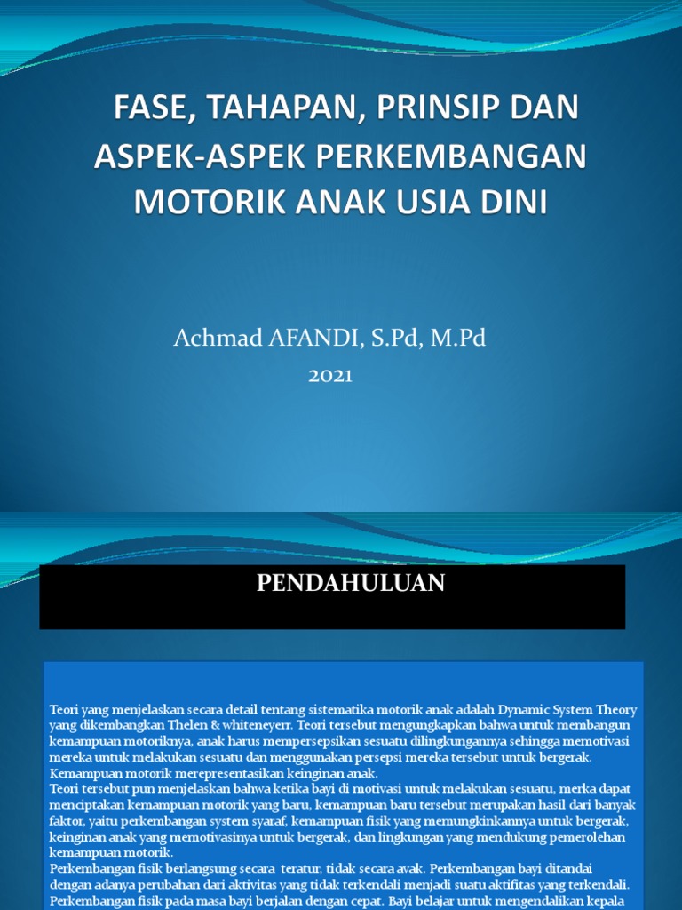 Fase-Fase Perkembangan Motorik Achmad Afandi, S.PD, M.PD | PDF | Karier & Perkembangan