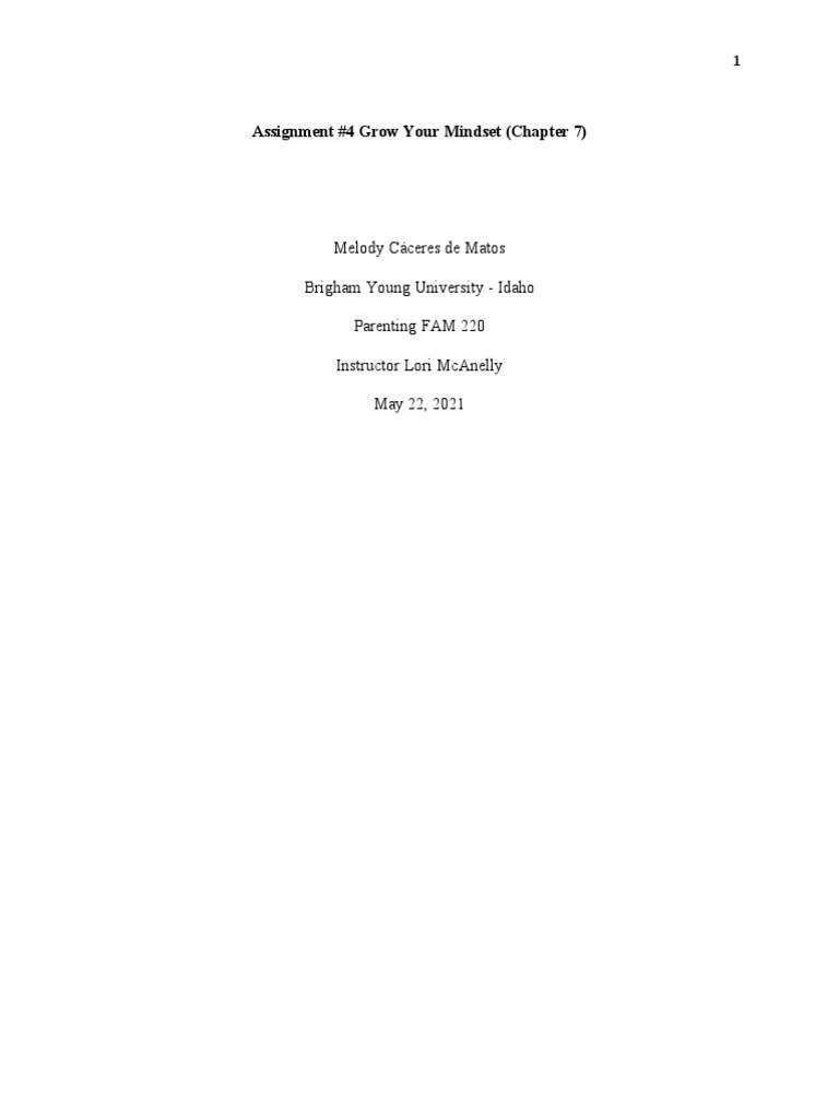 Assignment #4 Grow Your Mindset (Chapter 7) | PDF | Mindset ...
