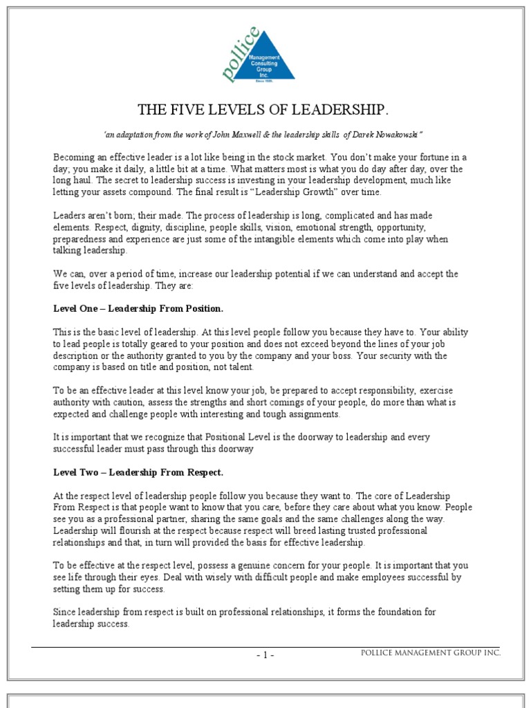 The Five Levels of Leadership | PDF | Leadership | Psychology