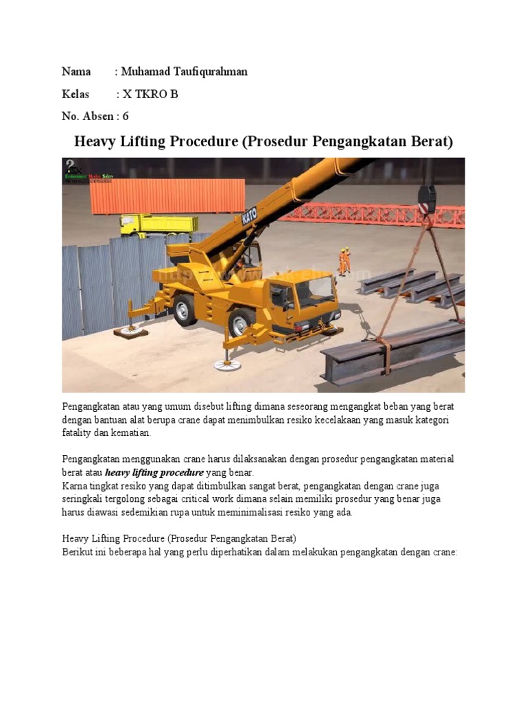 Heavy Lifting Procedure (Prosedur Pengangkatan Berat) Muhamad ...