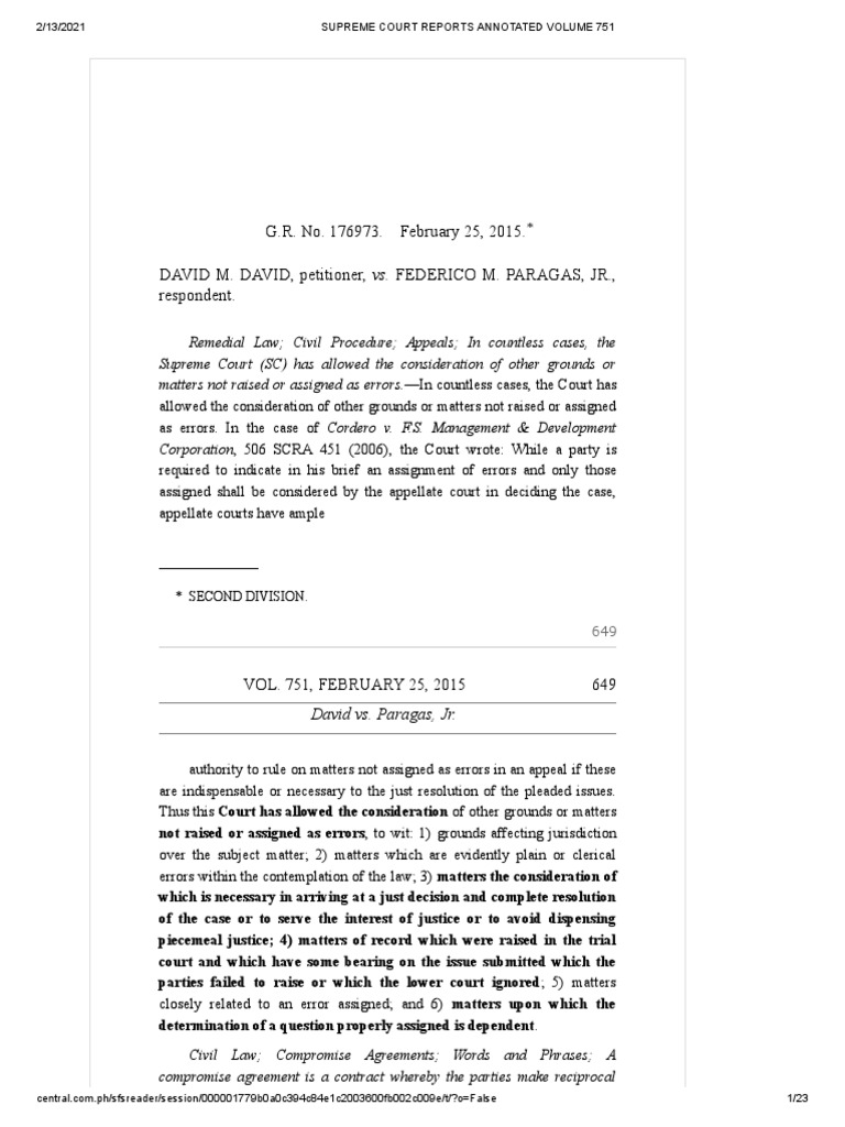 G.R. No. 176973. February 25, 2015. DAVID M. DAVID, Petitioner, vs ...