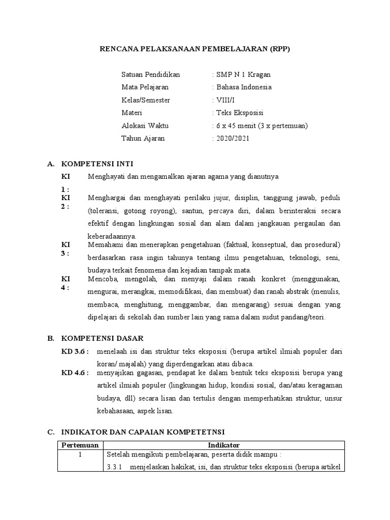 RPP Adiwiyata (Normal) | PDF