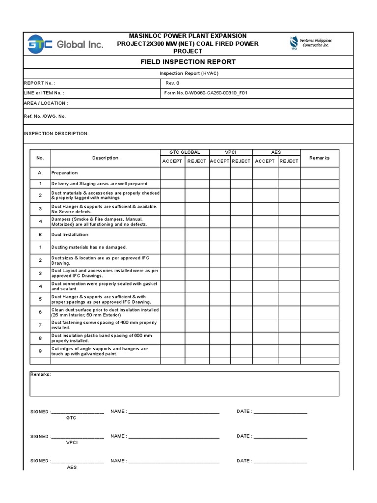 HVAC Installation Inspection Checklist | PDF | Duct (Flow) | Building