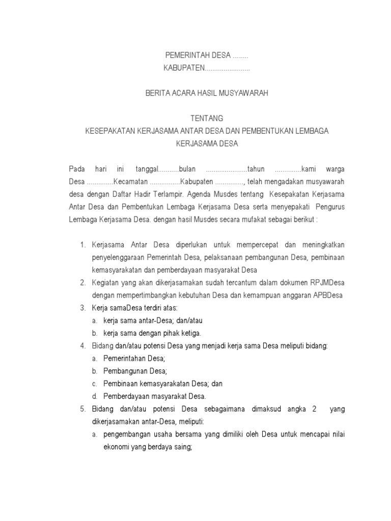 Contoh Berita Acara Musdes | PDF