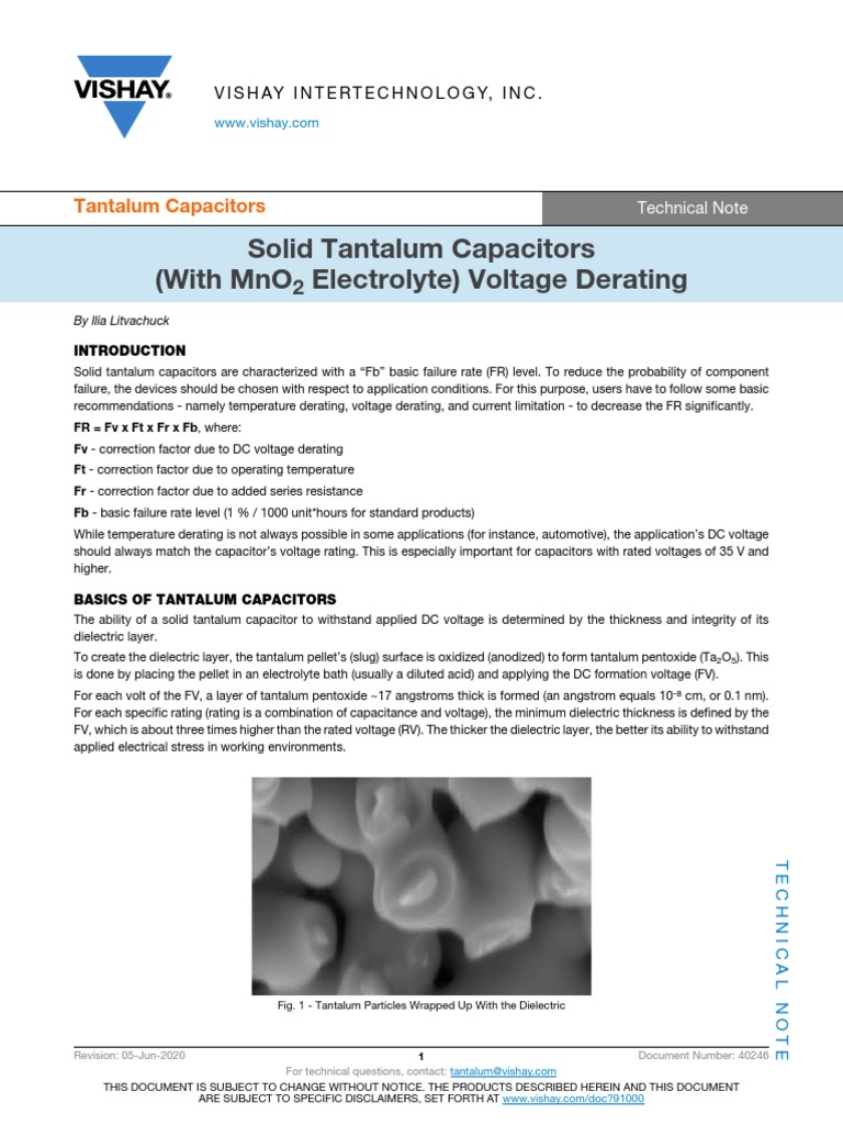 Solid Tantalum Capacitors Voltage Derating | PDF | Capacitor ...