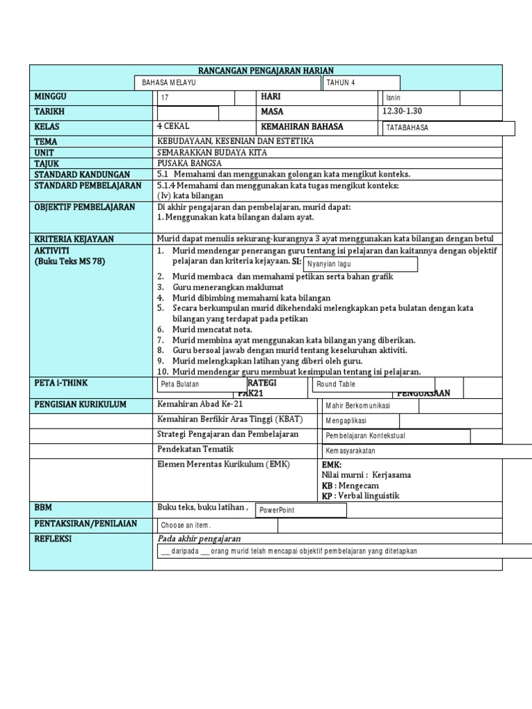 RPH BM Tahun 4 | PDF