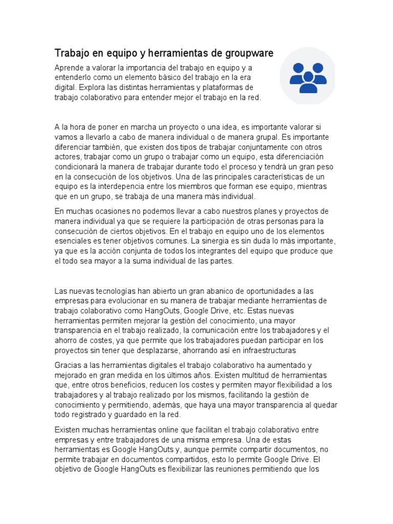 Productividad Personal - Modulo 4. Trabajo en Equipo y Herramientas de ...