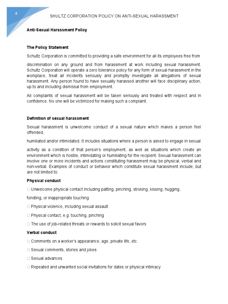 Sexual Harassment Policy | PDF | Sexual Harassment | Harassment