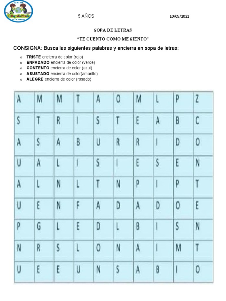 Emociones en Sopa de Letras | PDF