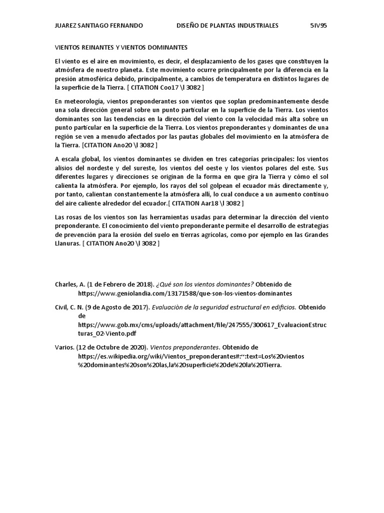 Vientos Dominantes y Reinantes | PDF