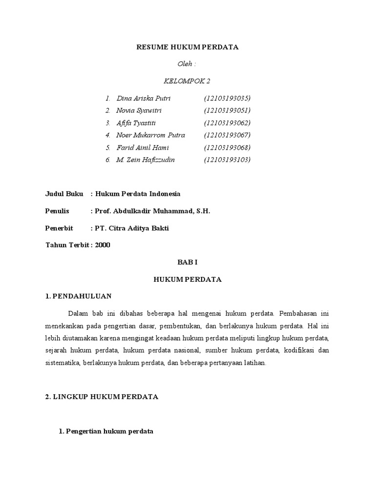 Resume Hukum Perdata | PDF