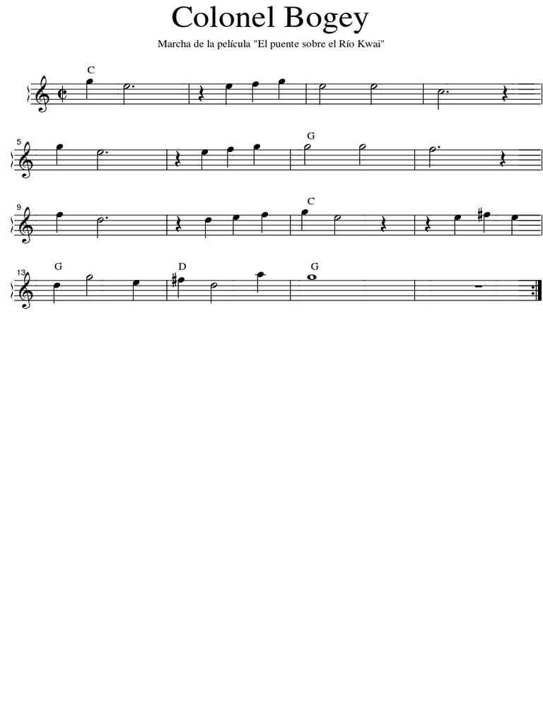 Colonel Bogey March Sheet Music | PDF