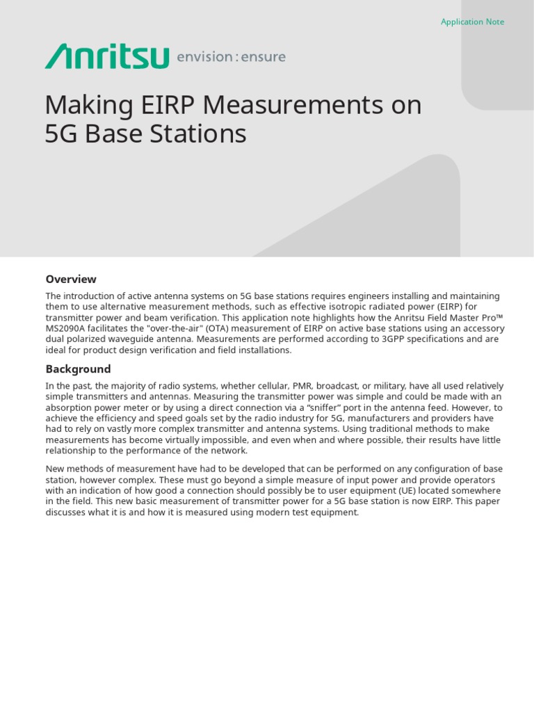 Making EIRP Measurements On 5G Base Stations | PDF | Antenna (Radio ...