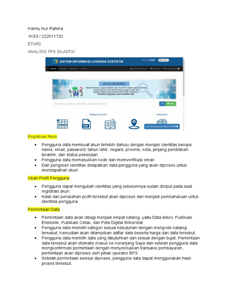 Analisis Fitur Aplikasi Silastik BPS | PDF