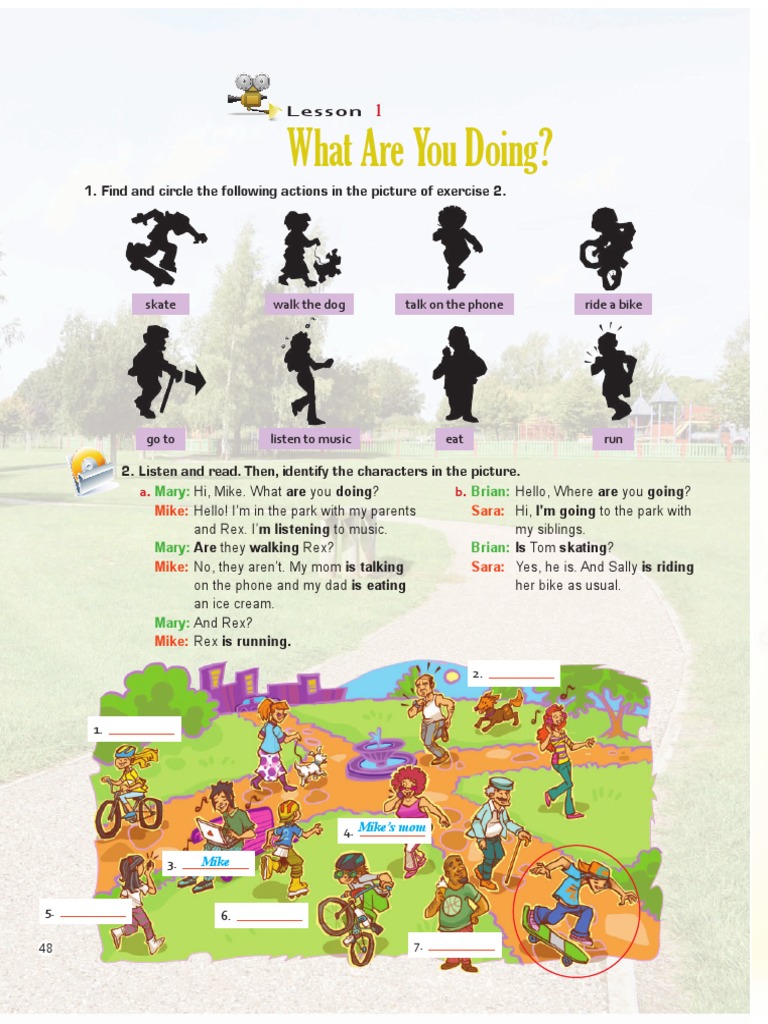 What Are You Doing?: 1. Find and Circle The Following Actions in The ...