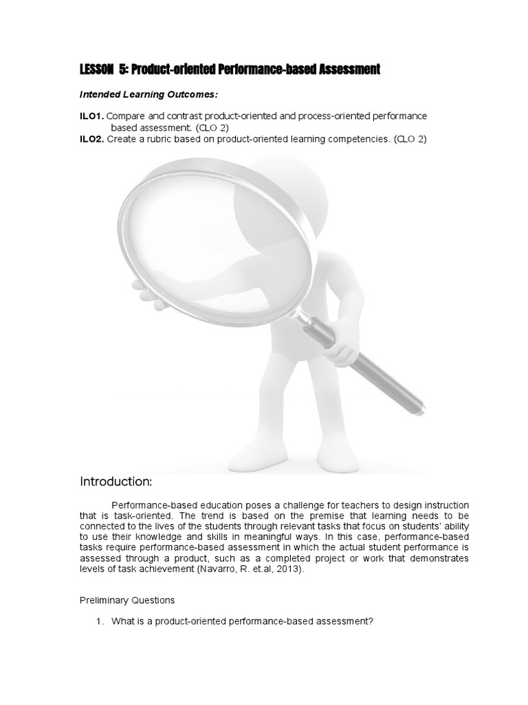 Lesson 6 Product Oriented Performance Based | PDF | Educational Assessment | Rubric (Academic)