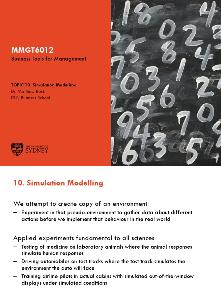 MMGT6012 - Topic 10 - Simulation Modelling | PDF | Monte Carlo Method | Probability Distribution