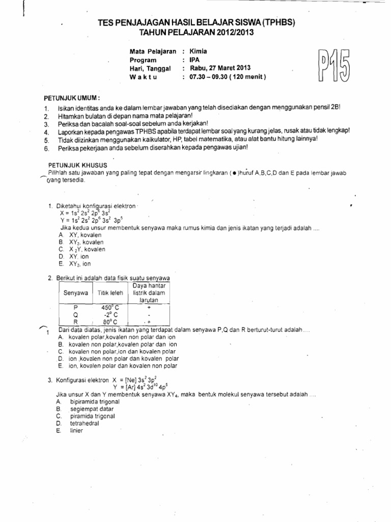 Kimia TPHBS IPA P15 2012-2013 | PDF