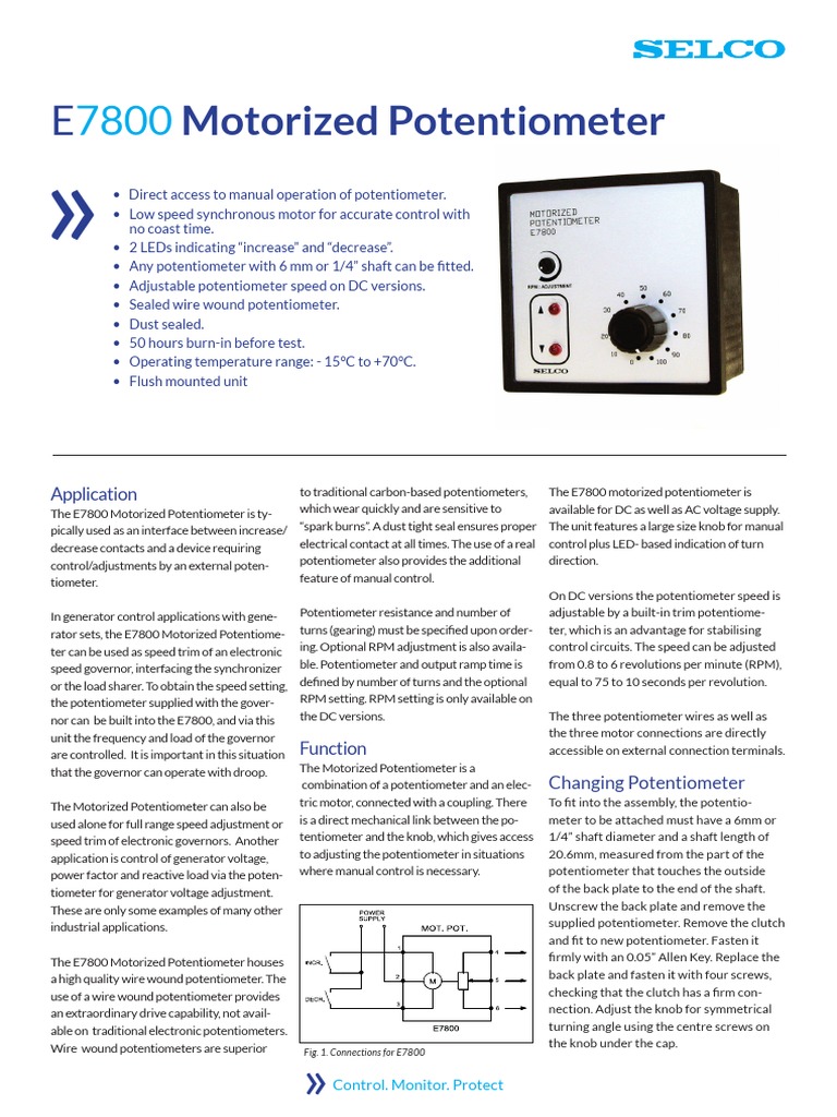 E7800 Motorized Potentiometer | PDF | Alternating Current | Electric ...