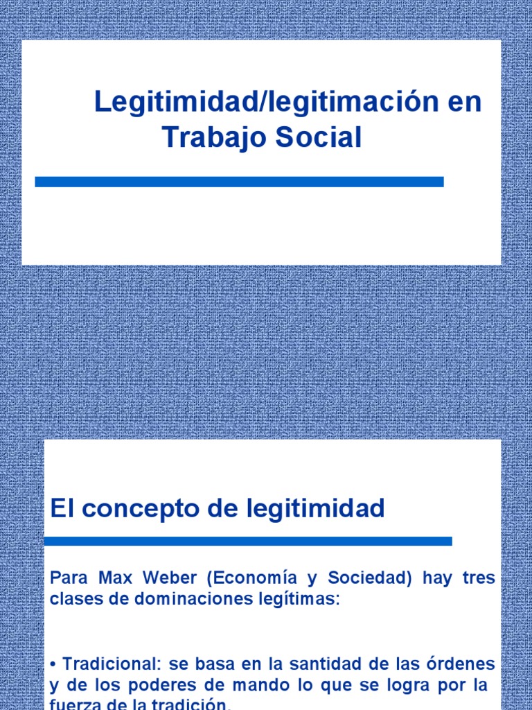 Legitimidad en Trabajo Social: Conceptos Clave | PDF | Legitimidad ...