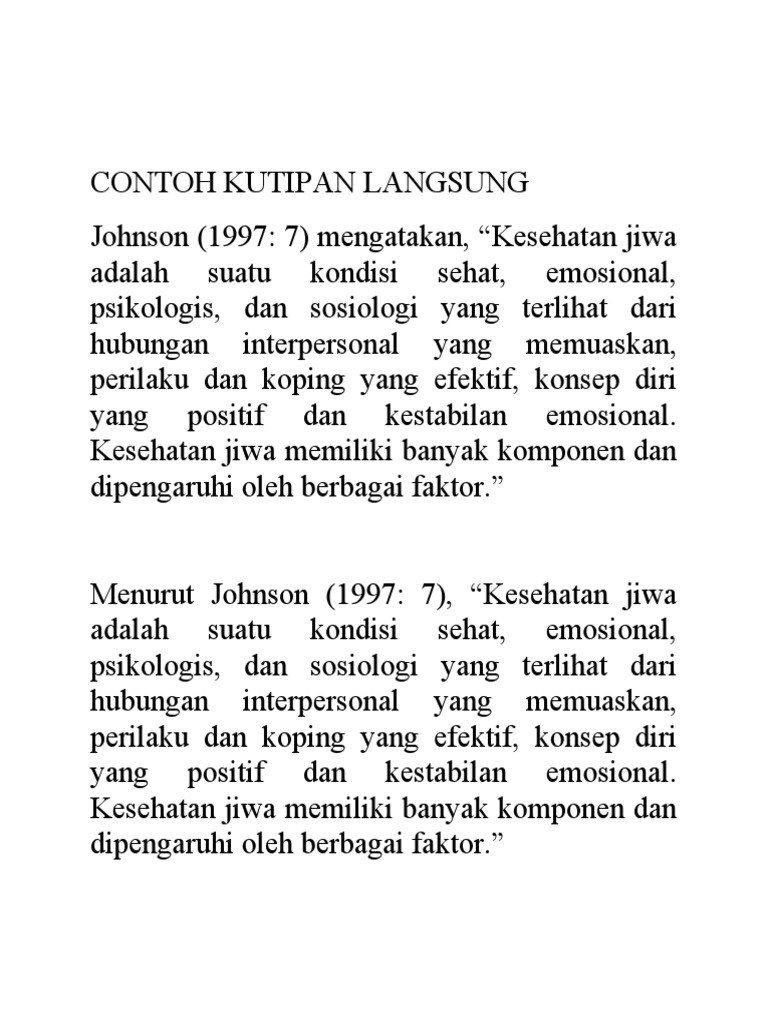Contoh Kutipan Langsung | PDF