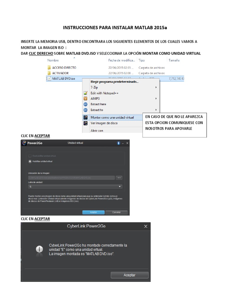 INSTRUCCIONES PARA INSTALAR MATLAB 2015a | PDF | Ventana (informática ...