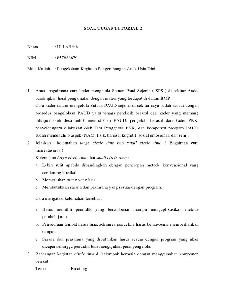 Tugas Pengelolaan PAUD | PDF | Karier & Perkembangan