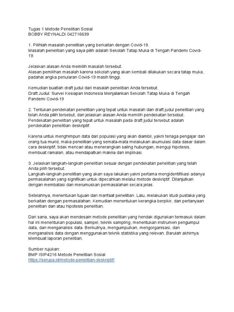 Tugas 1 Metode Penelitian Sosial | PDF