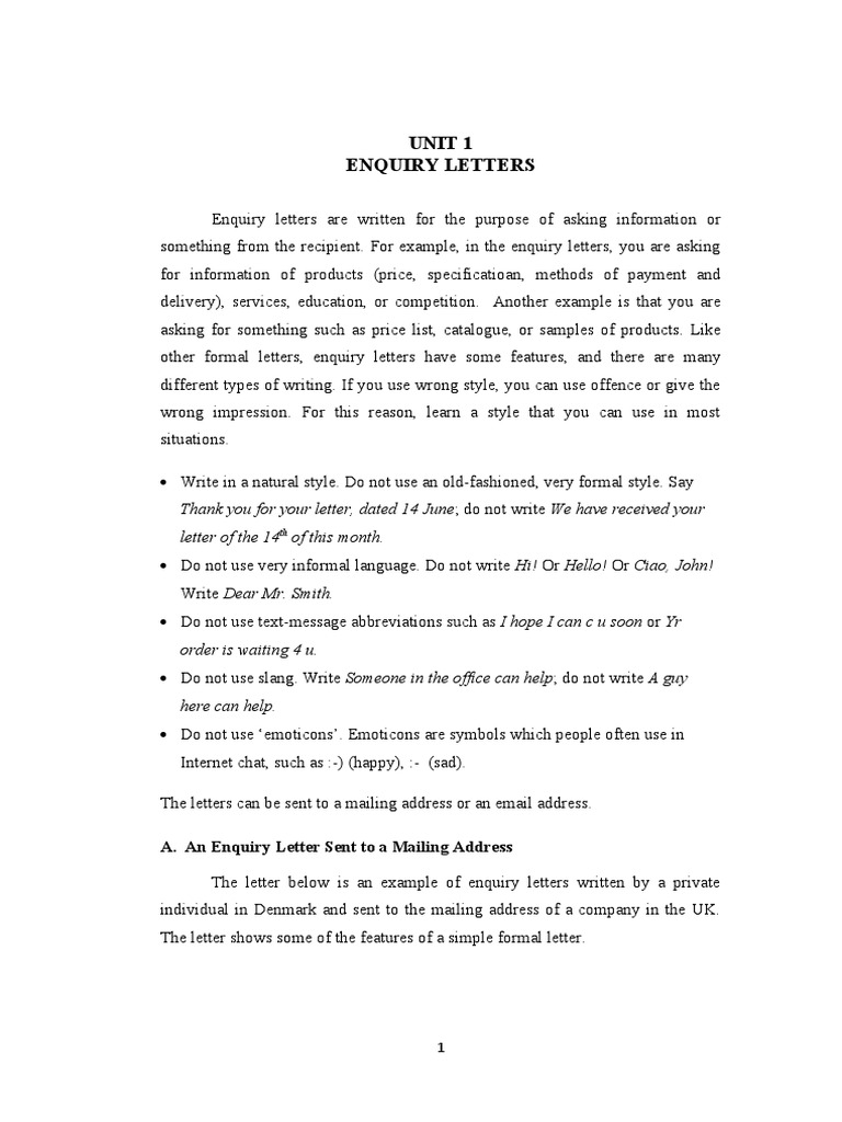 Enquiry Letters | PDF | Sir | Written Communication