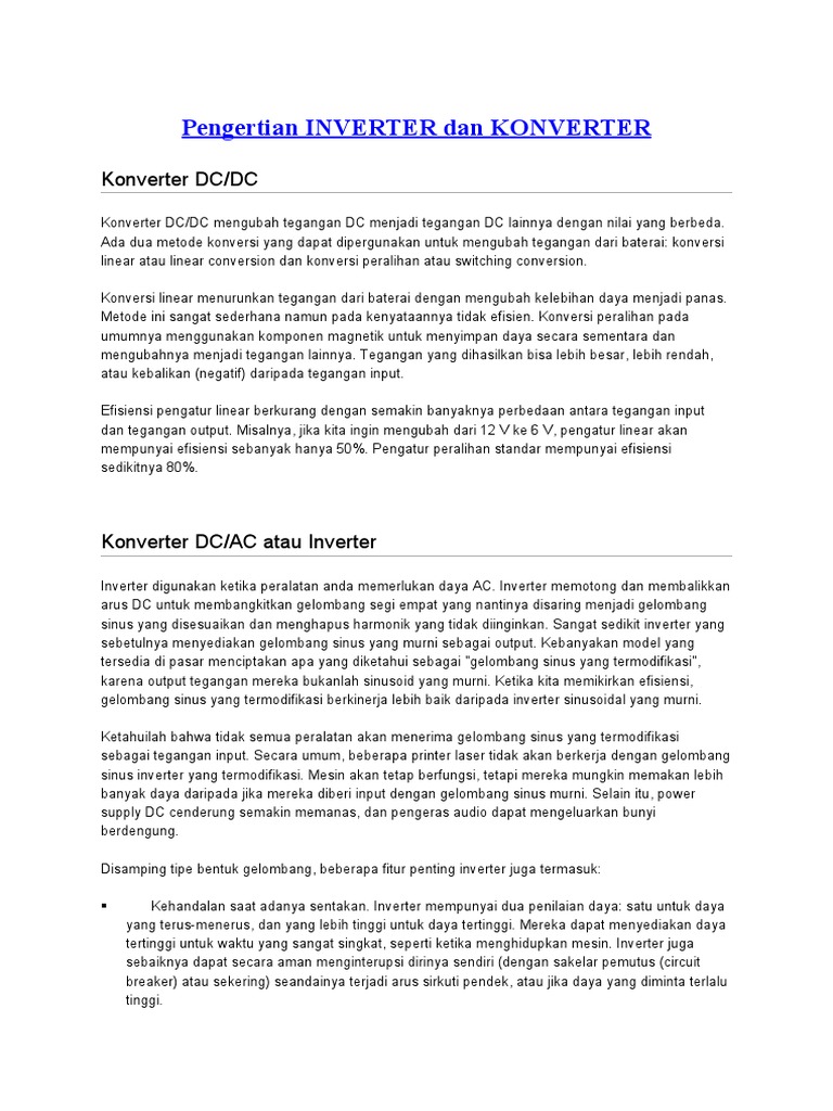 DER - Pengertian INVERTER Dan KONVERTER | PDF