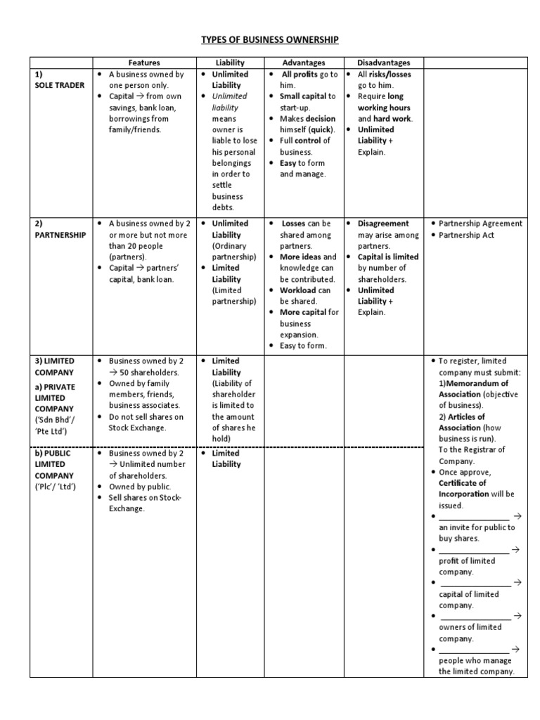 Types of Business Ownership Explained | PDF | Partnership | Ownership