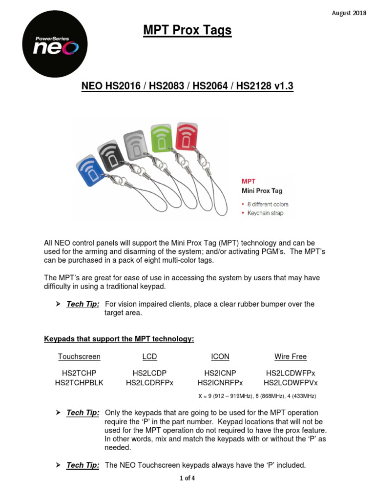 Aug - 2018 - Neo - MPT Prox Tags | PDF | Cyberspace | Computer Science