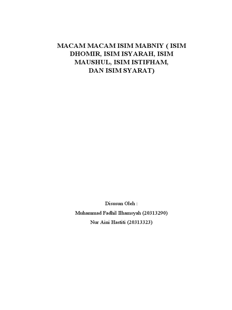 Isim Mabni | PDF | Kajian Bahasa Asing