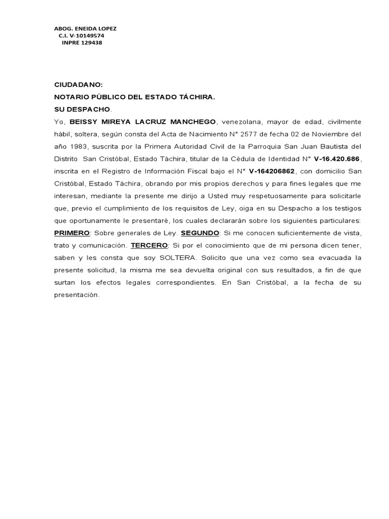 Carta de Solteria | PDF | Derecho