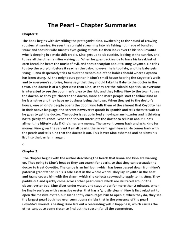 THE PEARL - Chapter Summaries | PDF