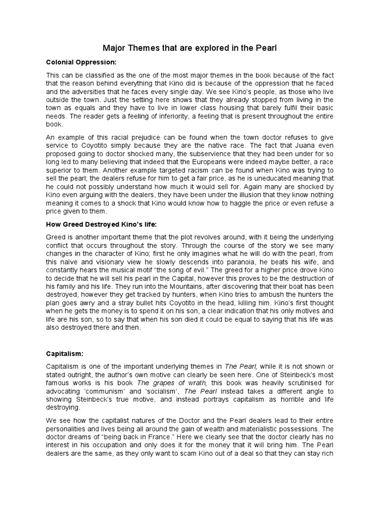 Major Themes That Are Explored in The Pearl: Colonial Oppression | PDF