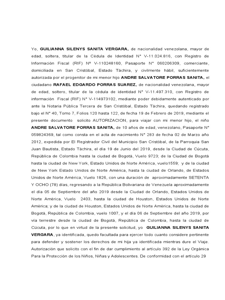 Autorizacion Menor de Edad | PDF | Gobierno y personalidad | Gobierno