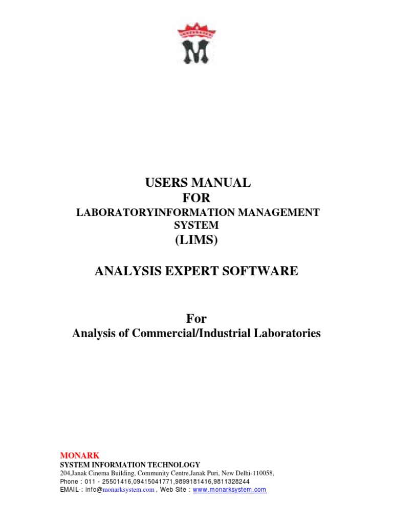 Analysis Expert LIMS Users Manual | PDF | Microsoft Windows | Databases