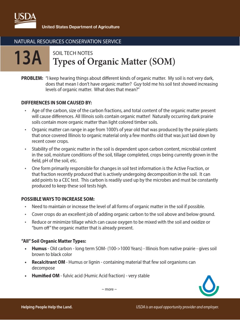 USDA Types of Organic Matter | PDF | Organic Matter | Soil