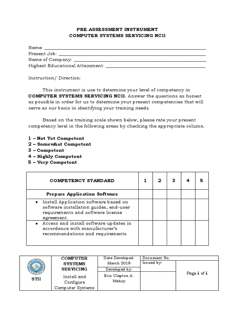 PRE ASSESSMENT and DATA GATHERING | PDF | Competence (Human Resources ...