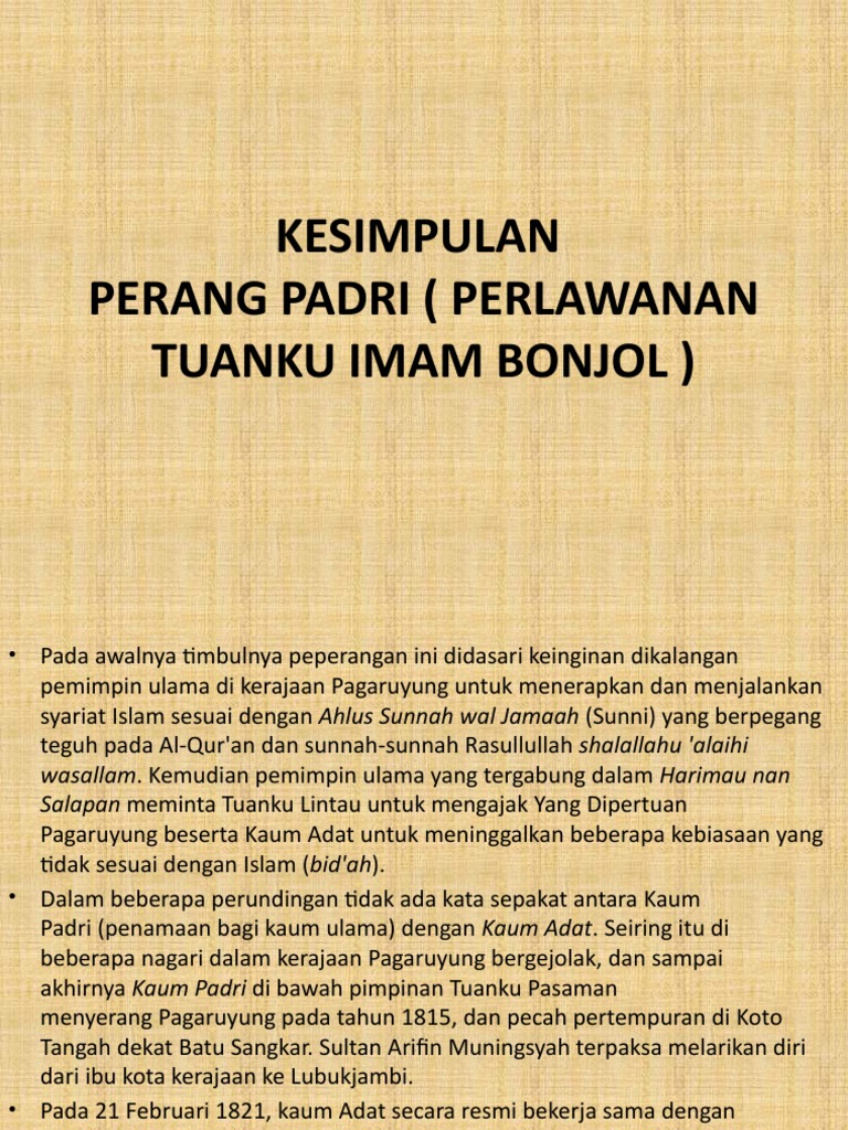 Kesimpualn Perang Padri | PDF | Sejarah
