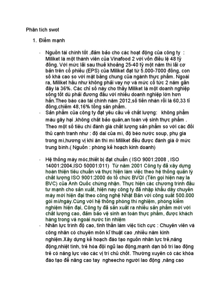 Phan Tich Swot Mar Chin LC | PDF Phan Tich Swot Mar Chin LC | PDF