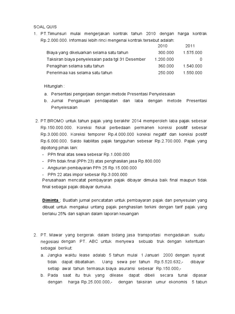 Soal Quis Uas Genap 2019-2020 | PDF