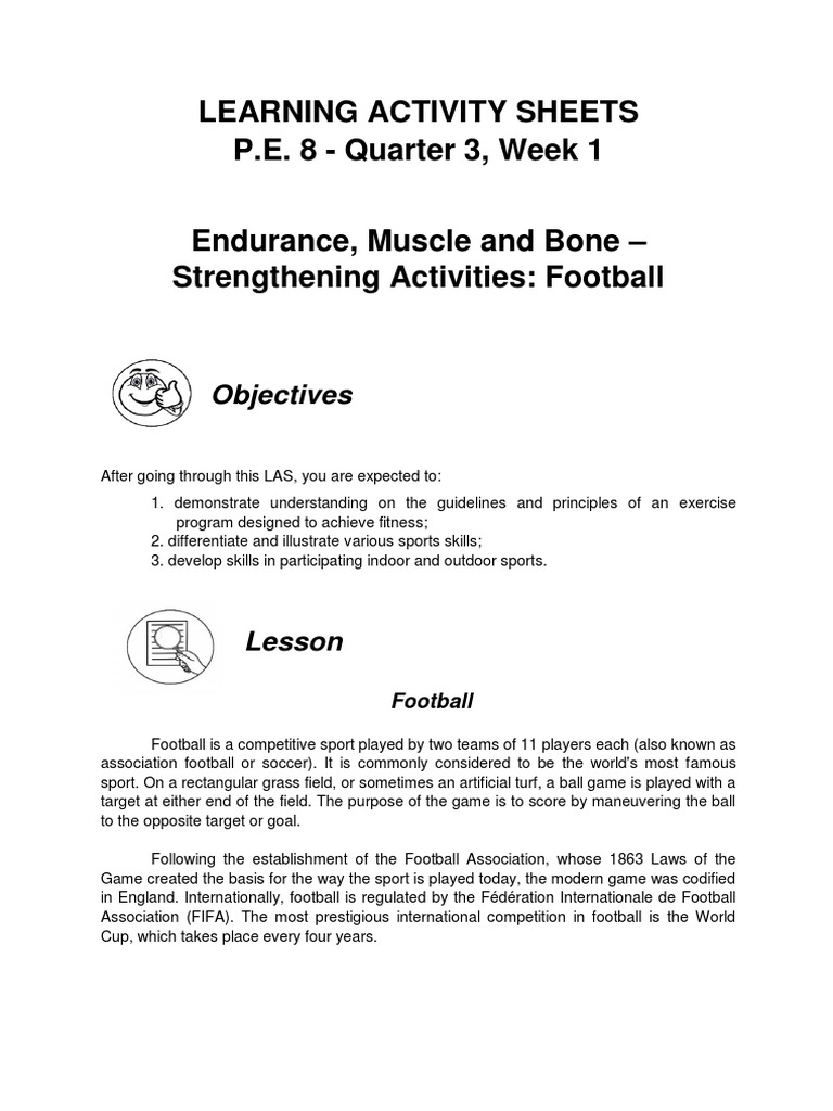 Learning Activity Sheets P.E. 8 - Quarter 3, Week 1 - Strengthening ...