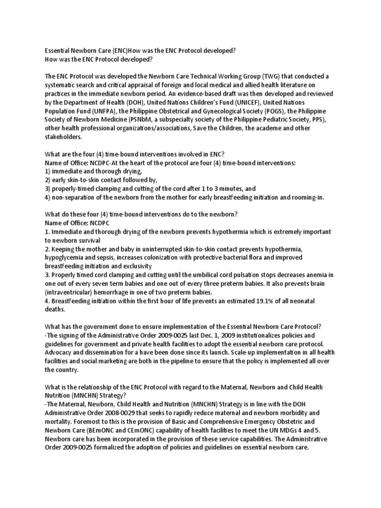 Essential Newborn Care Pdf Infants Maternal Health